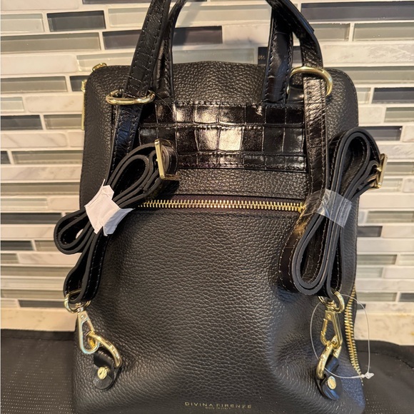 Divina Firenze | Bags | Nwt Black Leather Womens Backpack By Divina ...